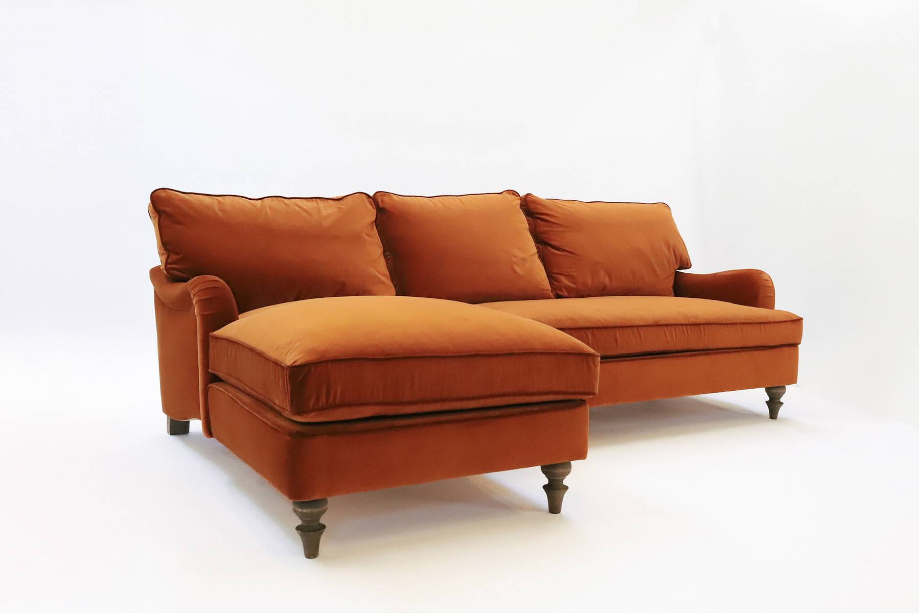 Ex Display Florence Sofa with Chaise 2.5 Seater Left Hand Facing Studio Rich Stain Resistant Velvet Cocoa